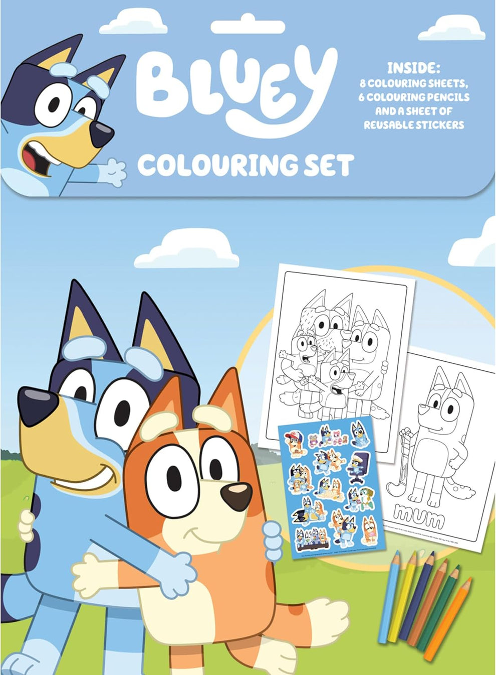 Bluey Colouring Set, Colouring Book, Reusable Stickers – Edward Leonard ...